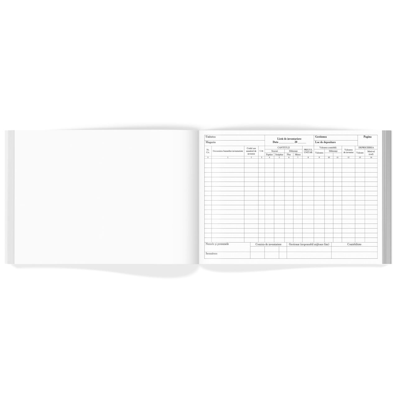 Lista de inventariere 14 coloane A4, carnet 100 file - Libra