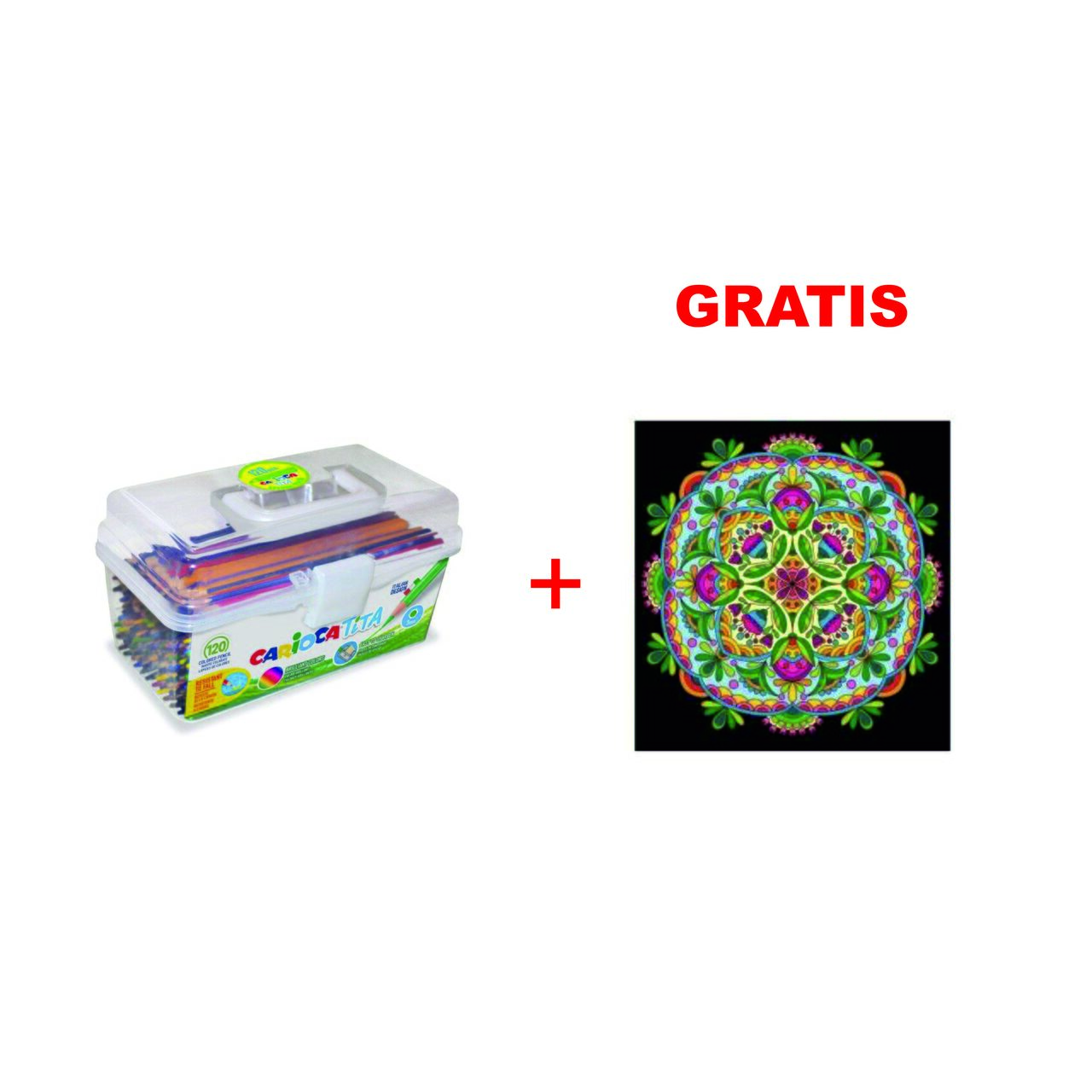 Creion color Carioca set 120 - 42800 + Planse de colorat Mandale - Libra